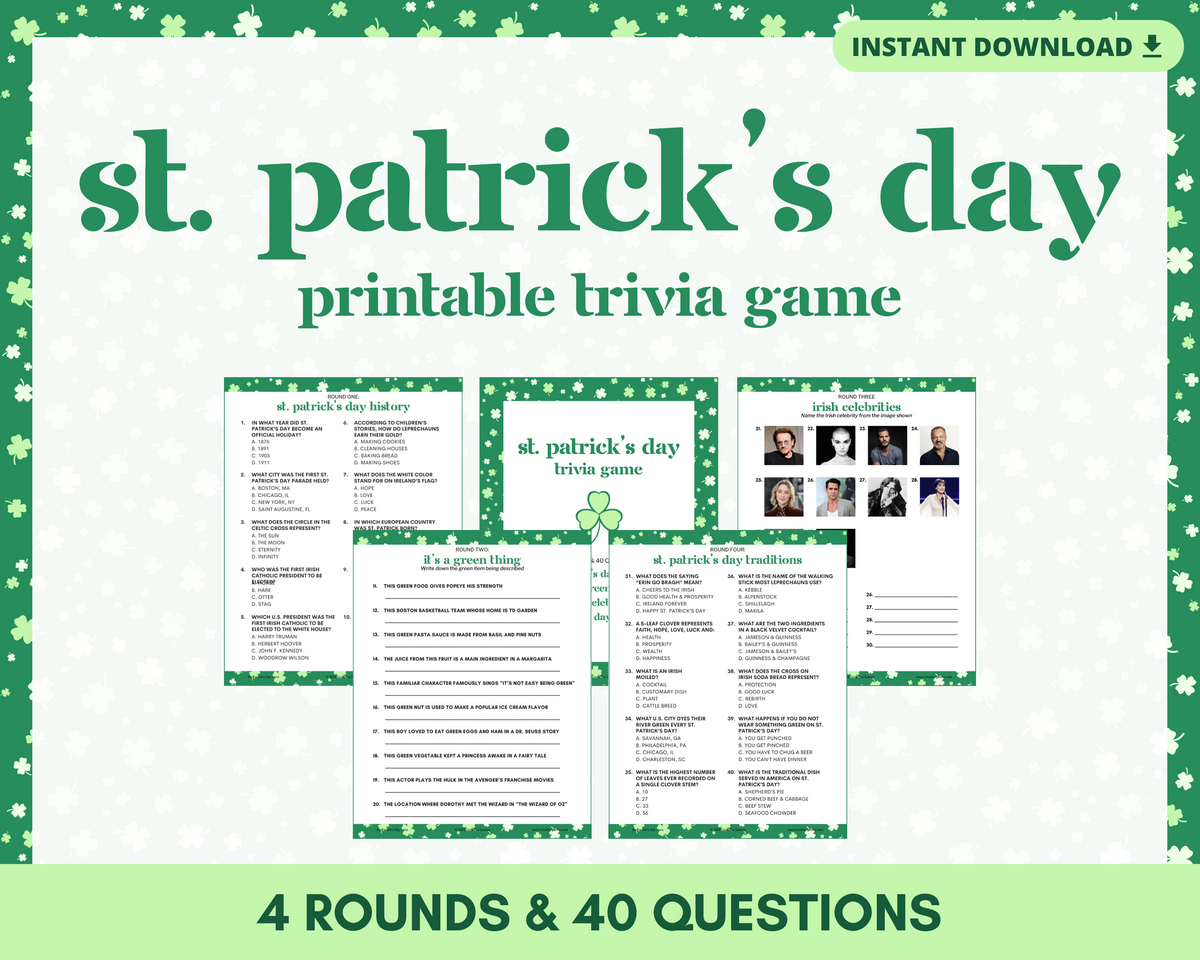 St. Patrick's Day Trivia Printable Game – Trivia Fox Games