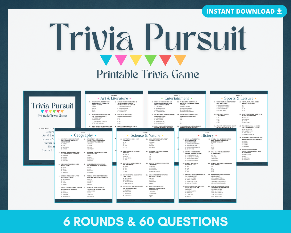 TRIVIA PURSUIT PRINTABLE GAME – Trivia Fox Games