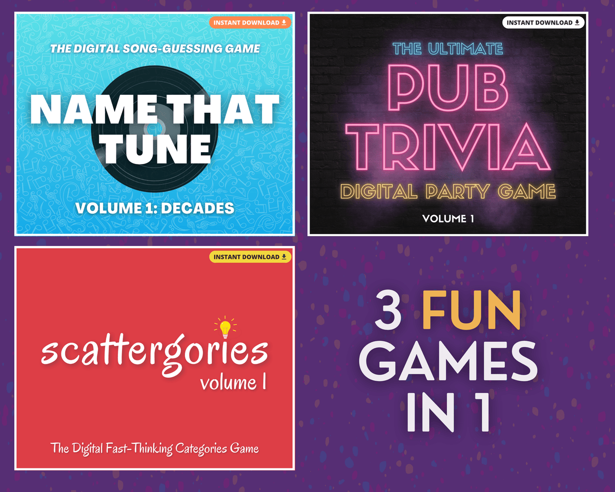 Digital Party Games Bundle - 3 Games in 1 – Trivia Fox Games
