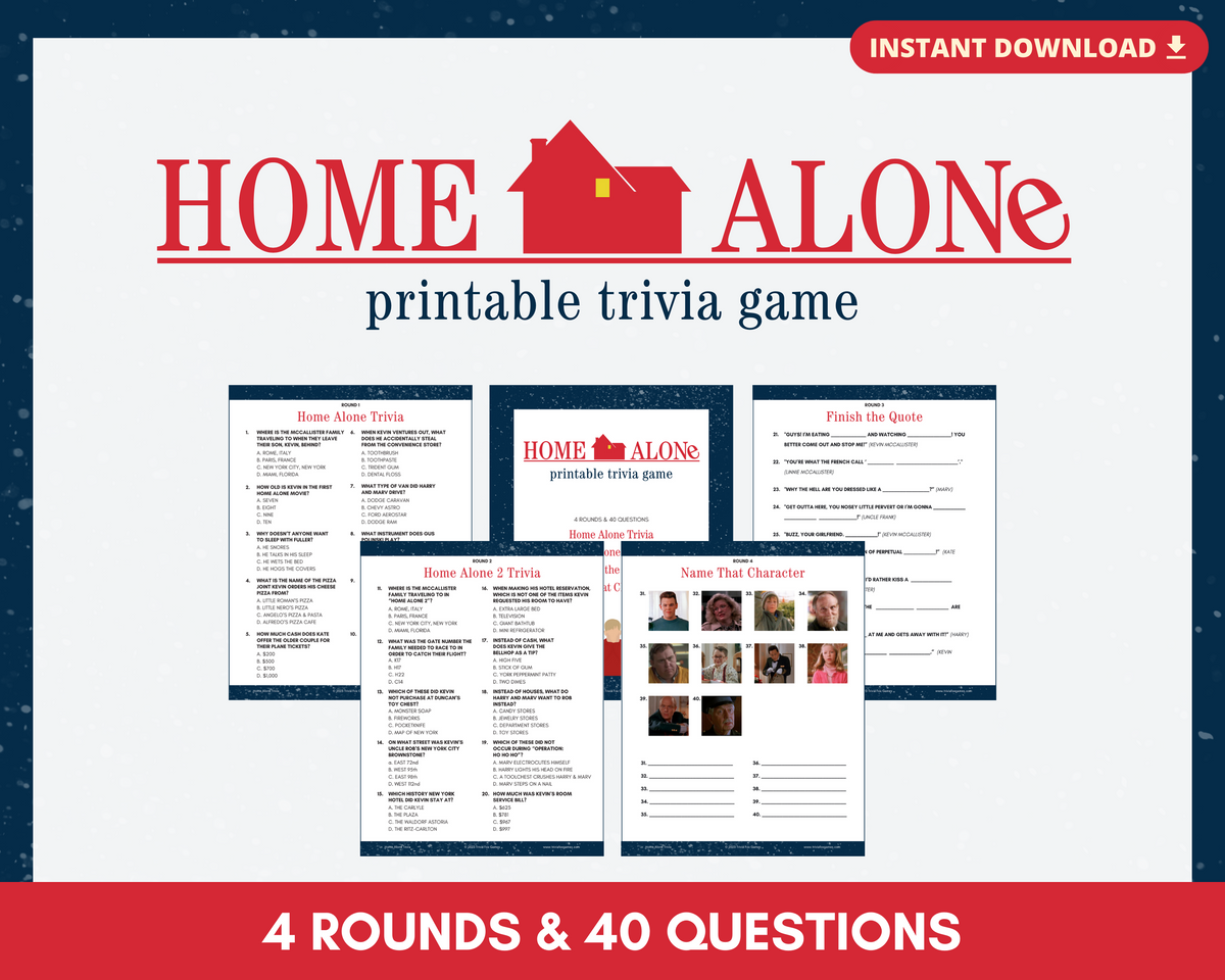 Home Alone Trivia Printable Game – Trivia Fox Games
