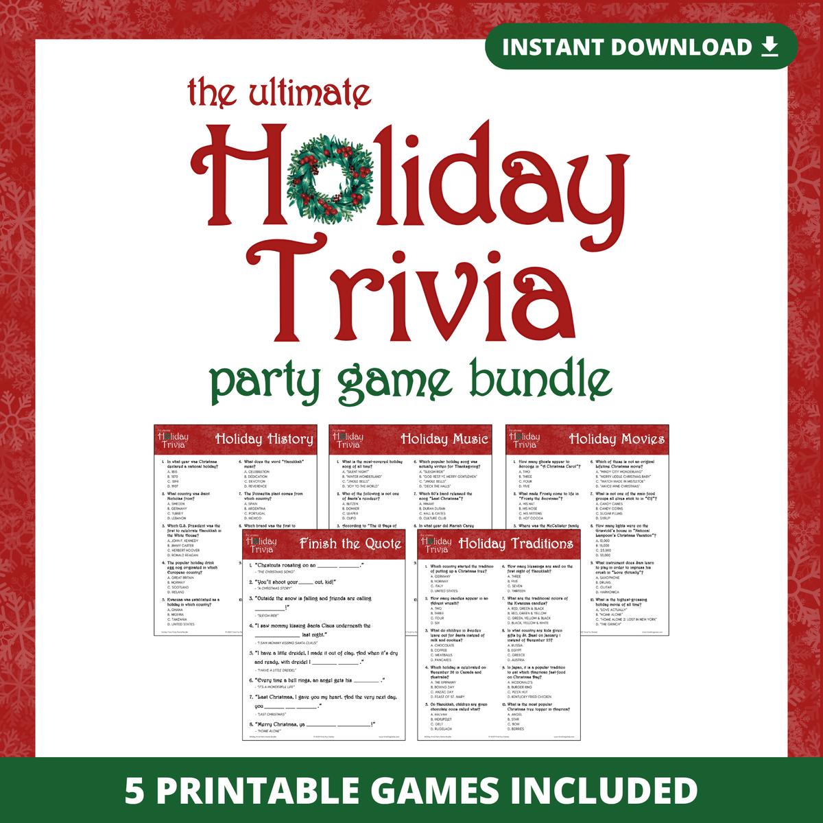Holiday Trivia Printable Game Bundle – Trivia Fox Games