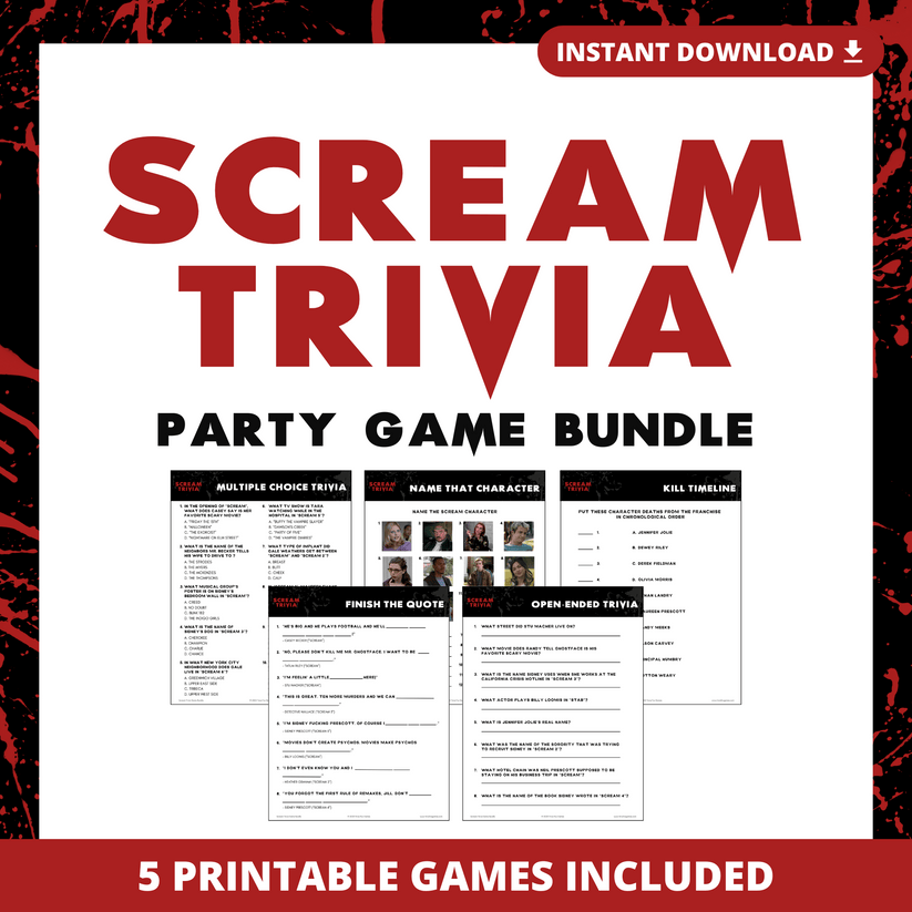 Scream Trivia Printable Game Bundle – Trivia Fox Games